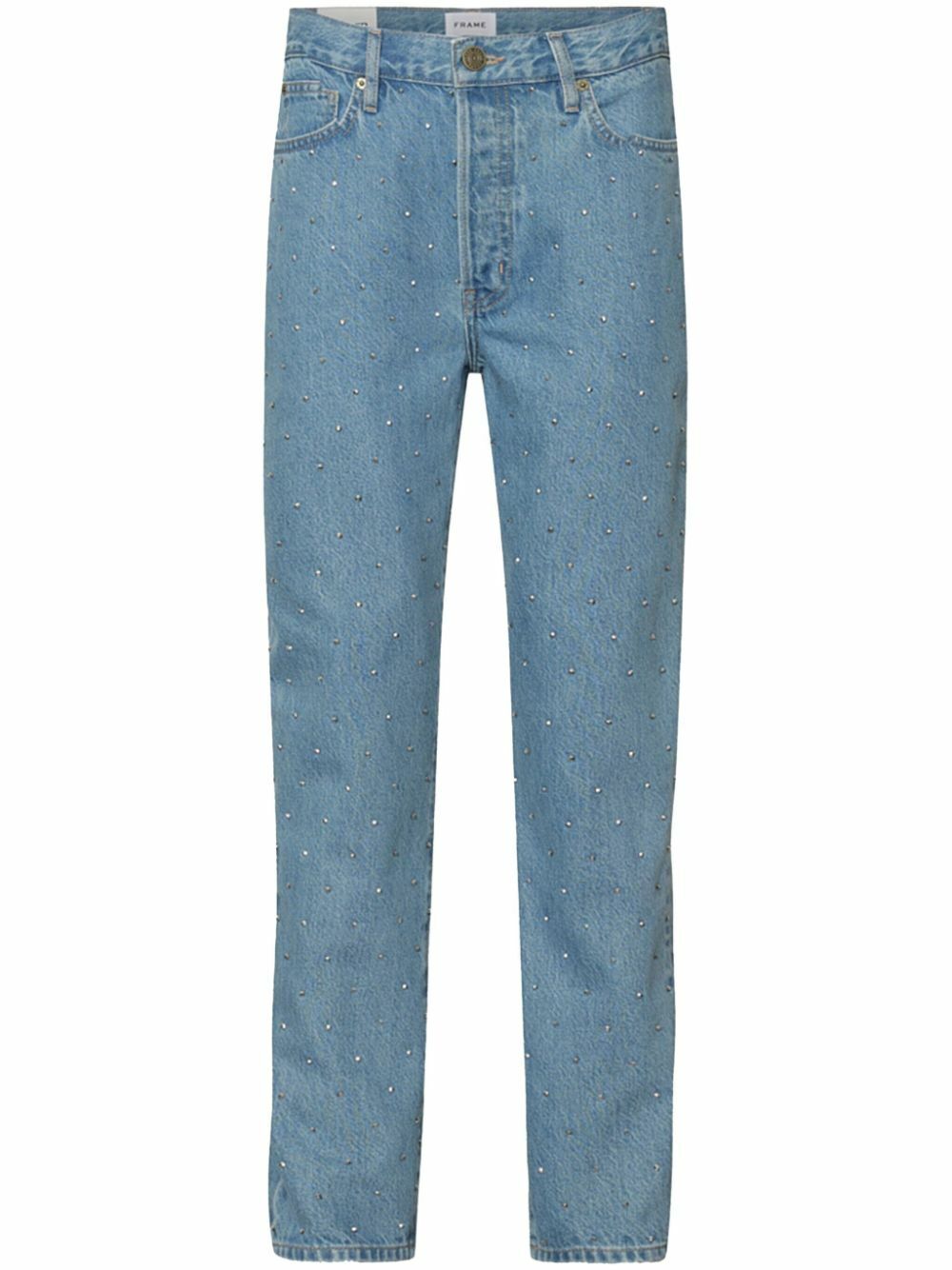 FRAME Blue Atelier Embellished Le Mec Straight-Leg Jeans Frame Denim