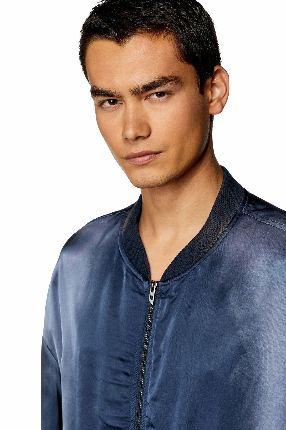 Diesel Satin bomber jacket with faded effect - Jackets Mens in Blue Diesel