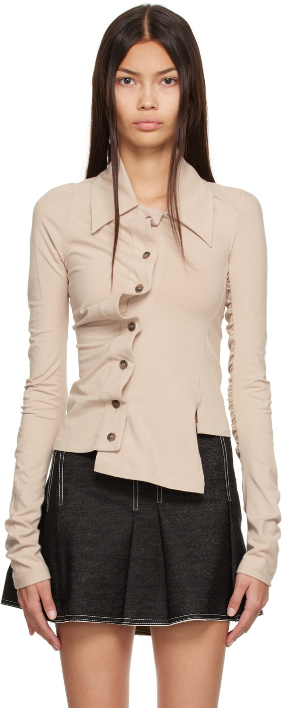 Anne Isabella Beige Asymmetric Shirt Anne Isabella