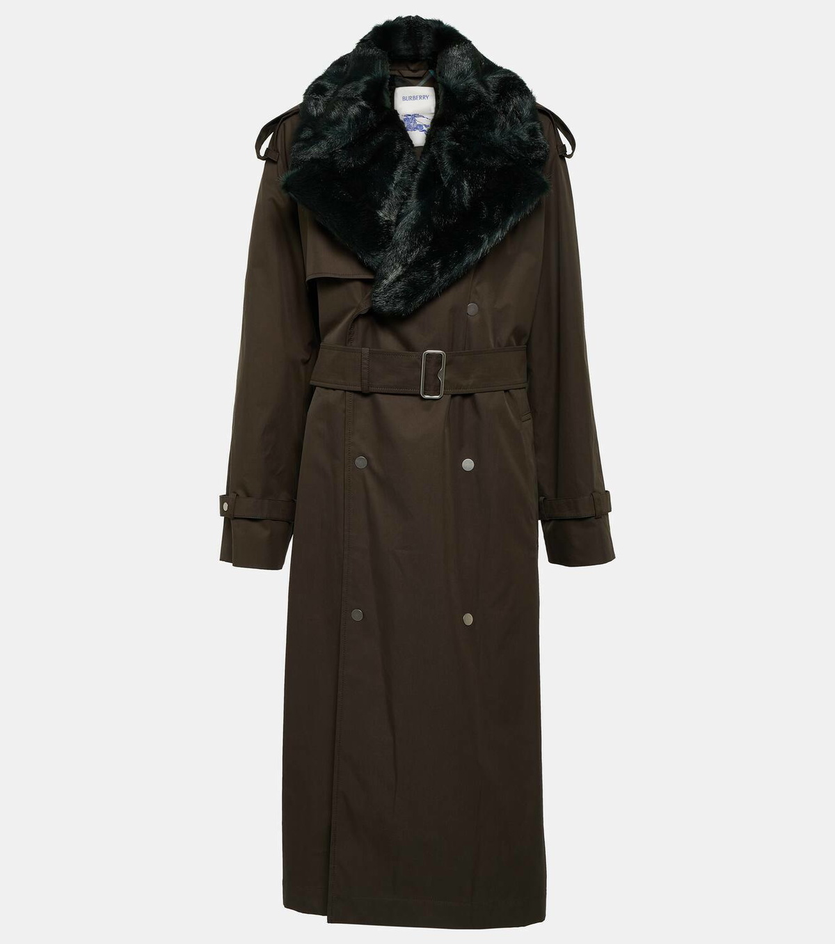 Burberry Faux-fur trimmed cotton coat Burberry