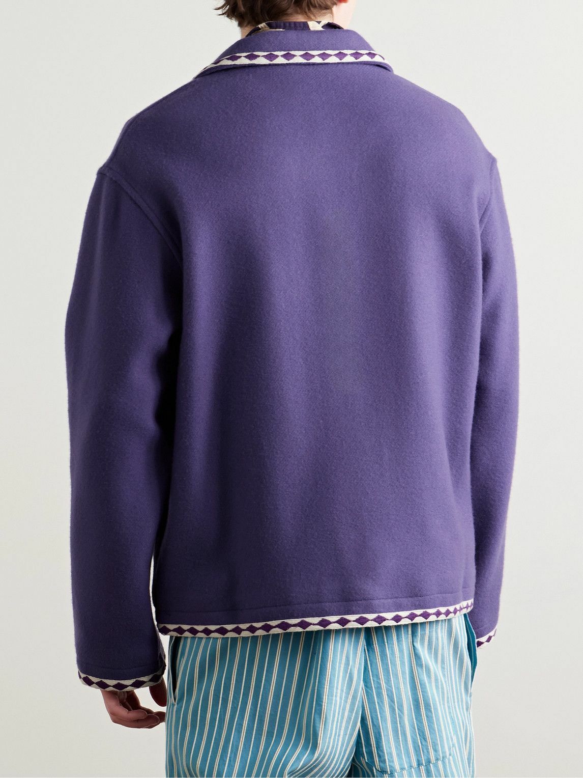 BODE - Bronco Embroidered Appliquéd Merino Wool-Felt Jacket - Purple Bode
