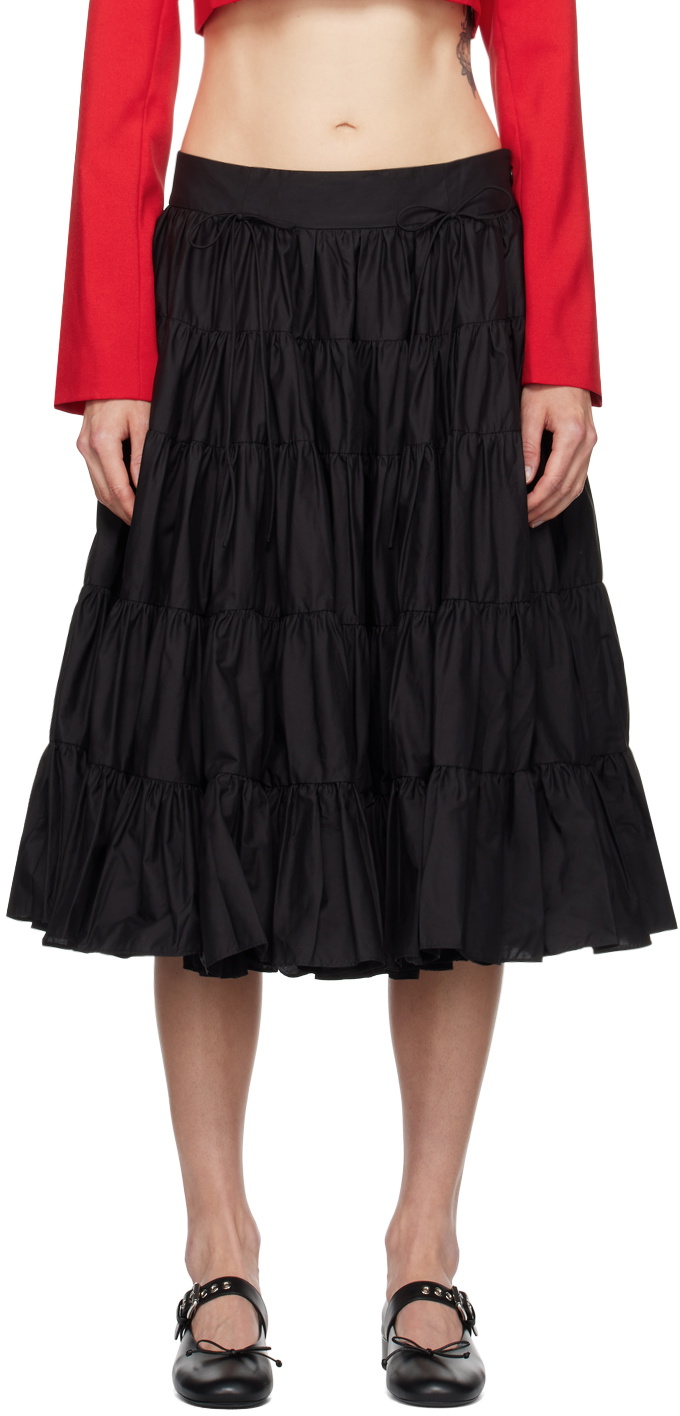 Sandy Liang Black Hetti Midi Skirt Sandy Liang