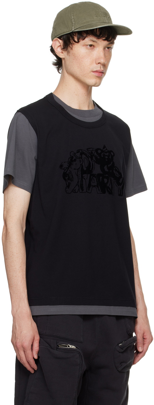 MM6 Maison Margiela Black Two-Layer 'Party' T-Shirt MM6 Maison Margiela