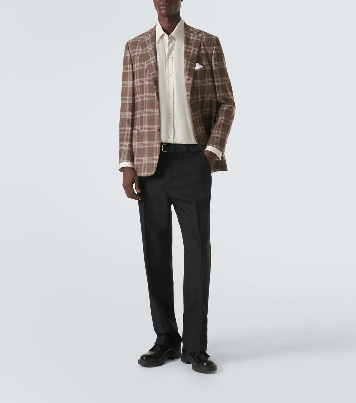 Kiton Checked wool, silk and linen blazer Kiton