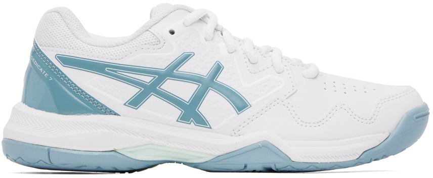 Asics White & Blue GEL-Dedicate 7 Sneakers ASICS