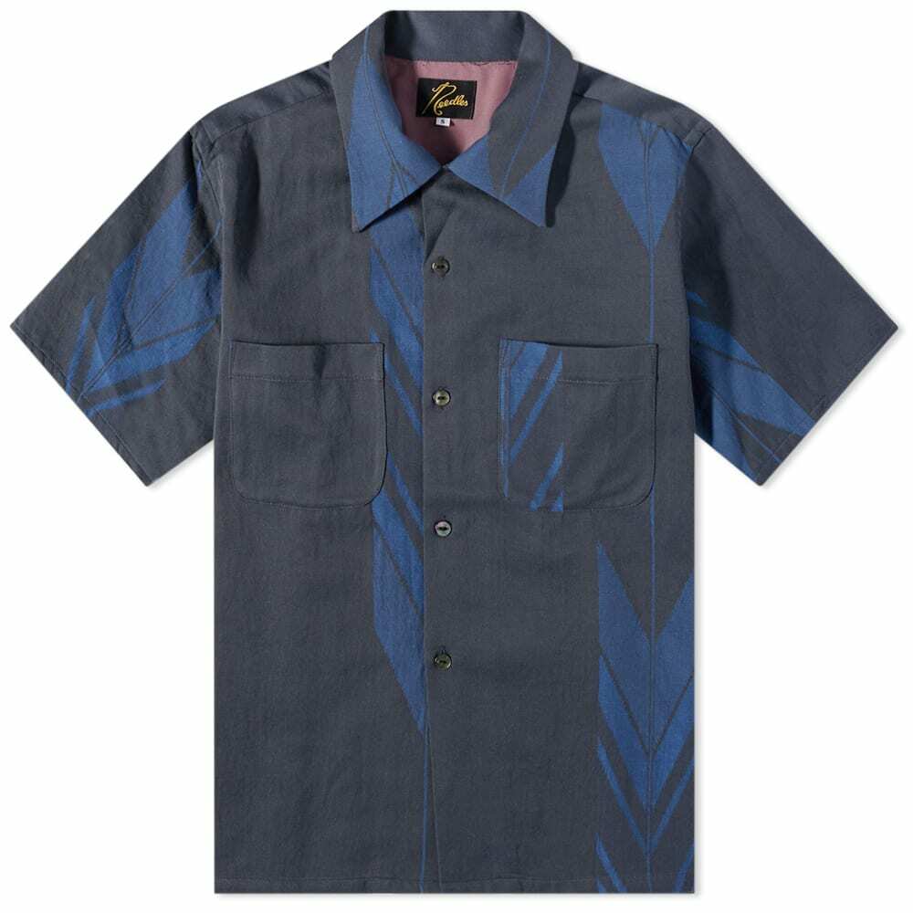 Needles Men's Kimono Jacquard Vacation Shirt in Blue Arrow Needles