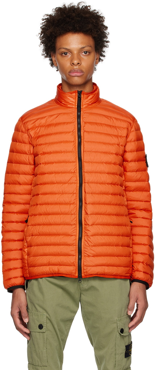 Stone Island Orange Zip Down Jacket Stone Island
