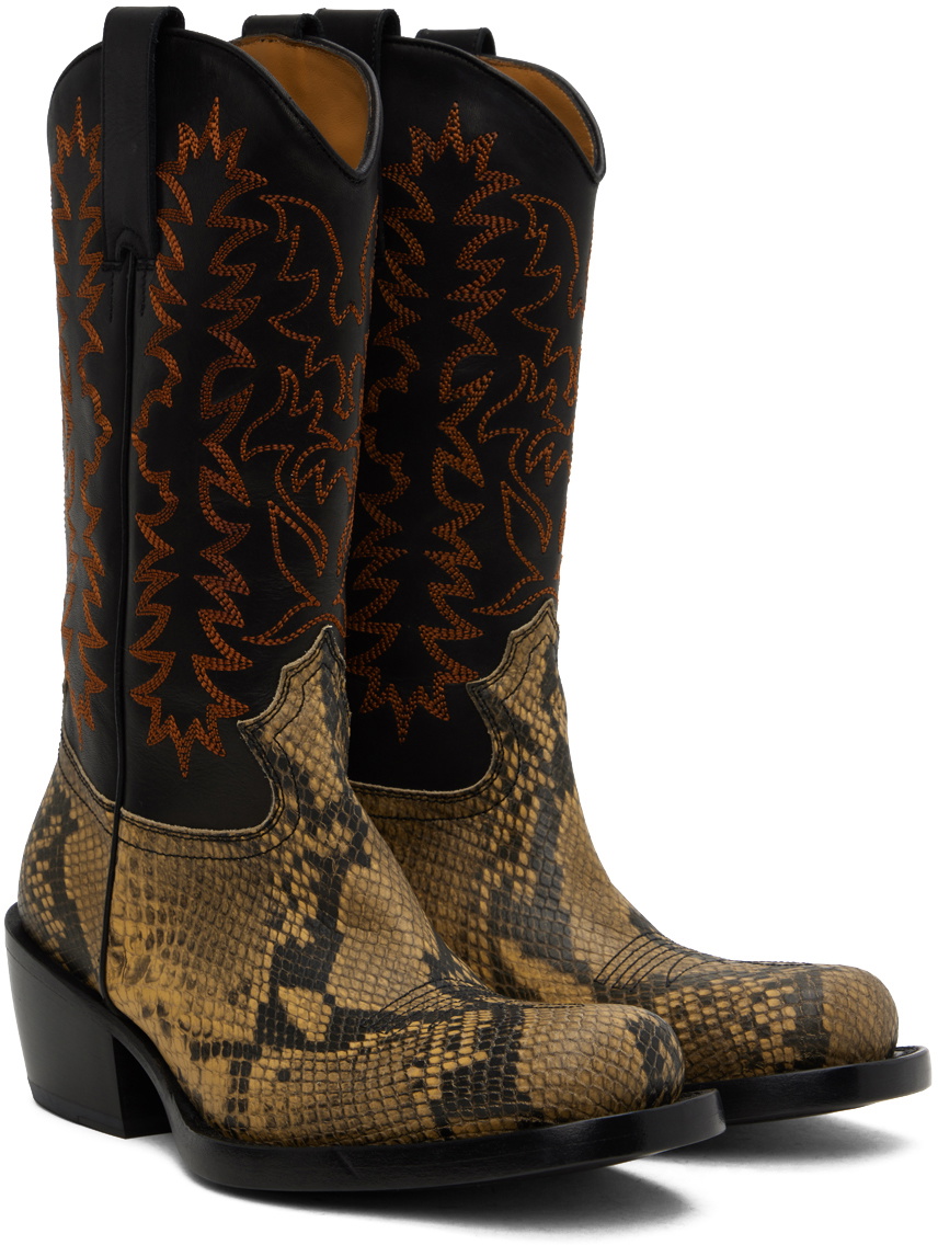 Dries Van Noten Black Snake Cowboy Boots Dries Van Noten