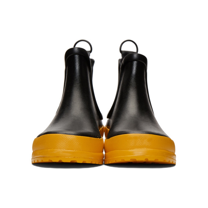 Stutterheim Black and Yellow Rainwalker Chelsea Boots Stutterheim