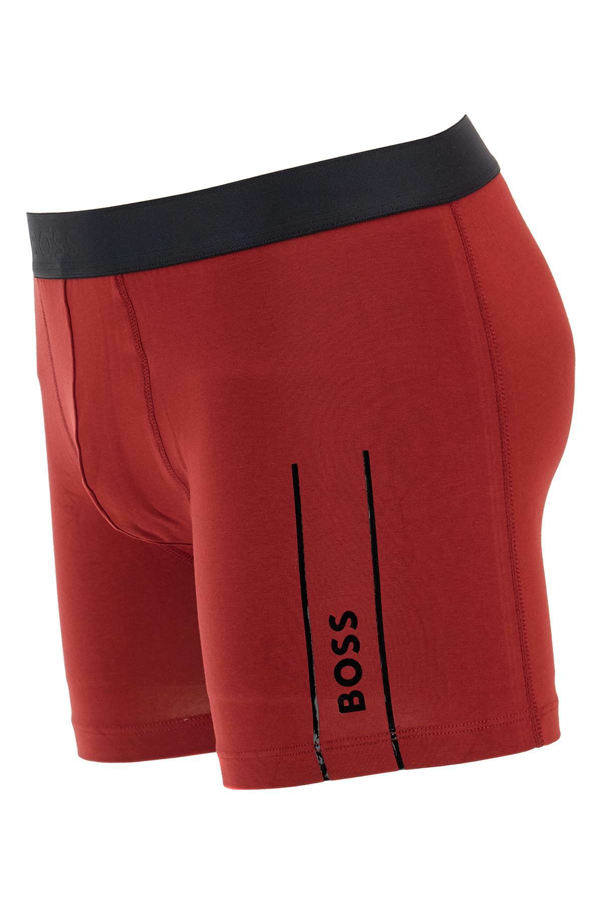 BOSS dark red slim fit boxer with side logo in cotton Red BOSS