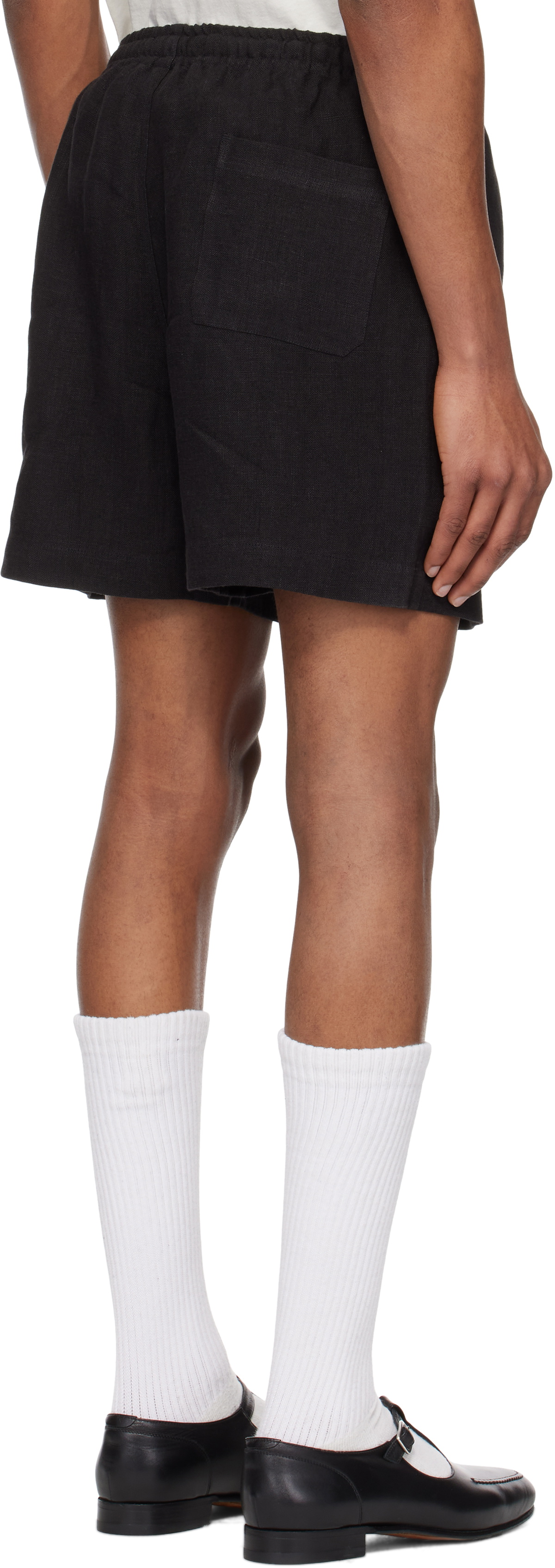 COMMAS Black Linen Lounge Shorts Commas