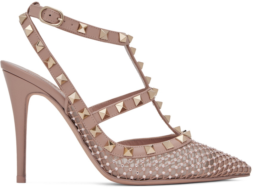 Valentino Garavani Pink Rockstud Mesh Heels Valentino Garavani
