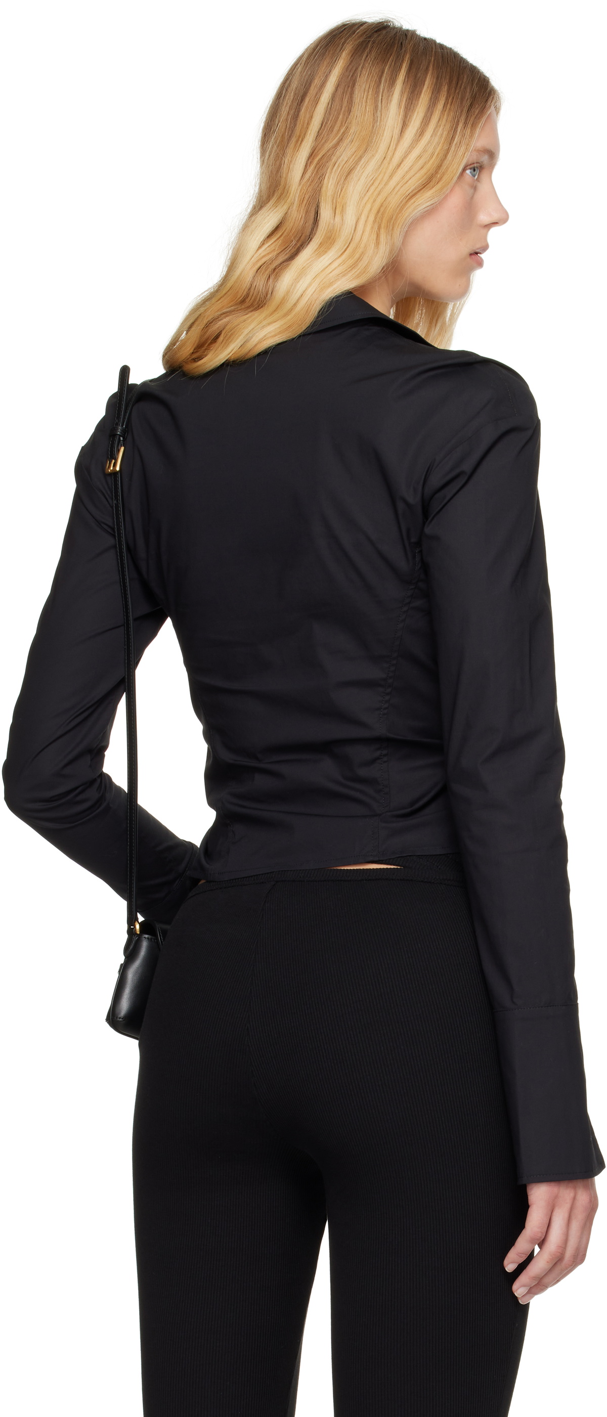 Versace Jeans Couture Black Institutional Logo Ruched Shirt Versace