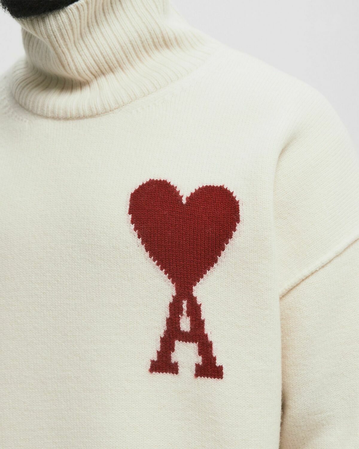 AMI Paris BOXY RED ADC SWEATER Beige Mens Pullover AMI