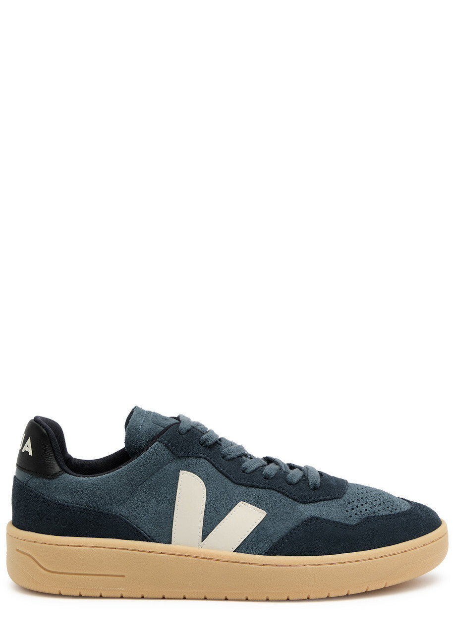 Veja V-90 Panelled Suede Sneakers Blue VEJA