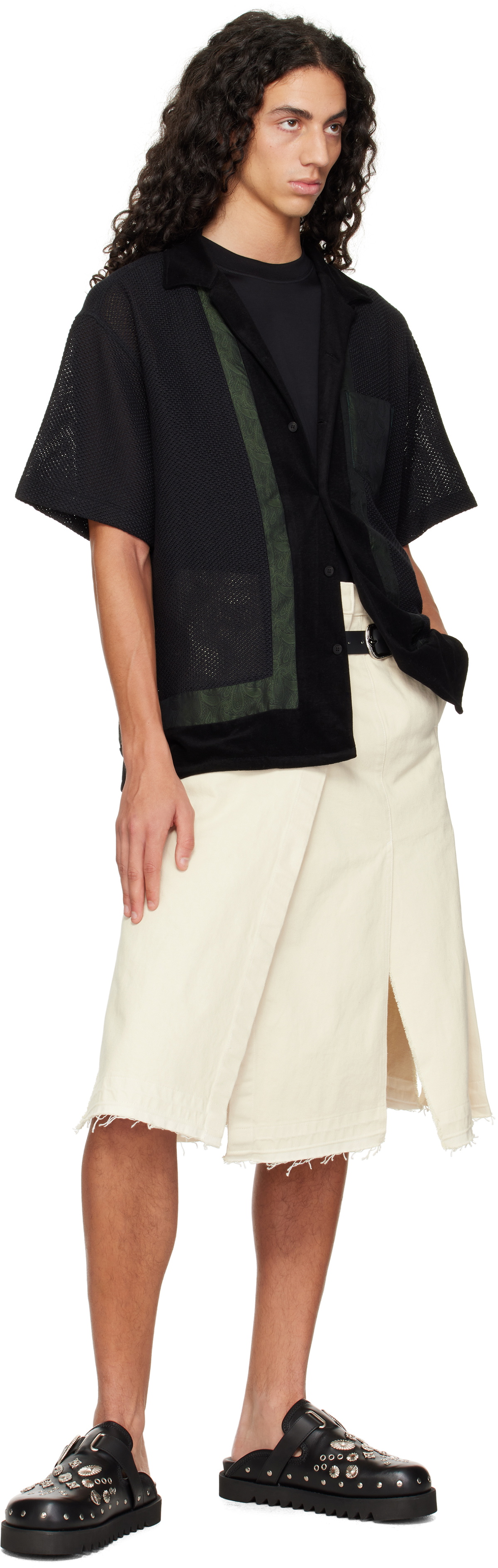 Toga Virilis Black Eyelet Metal Sabot Slip-on Loafers Toga Virilis