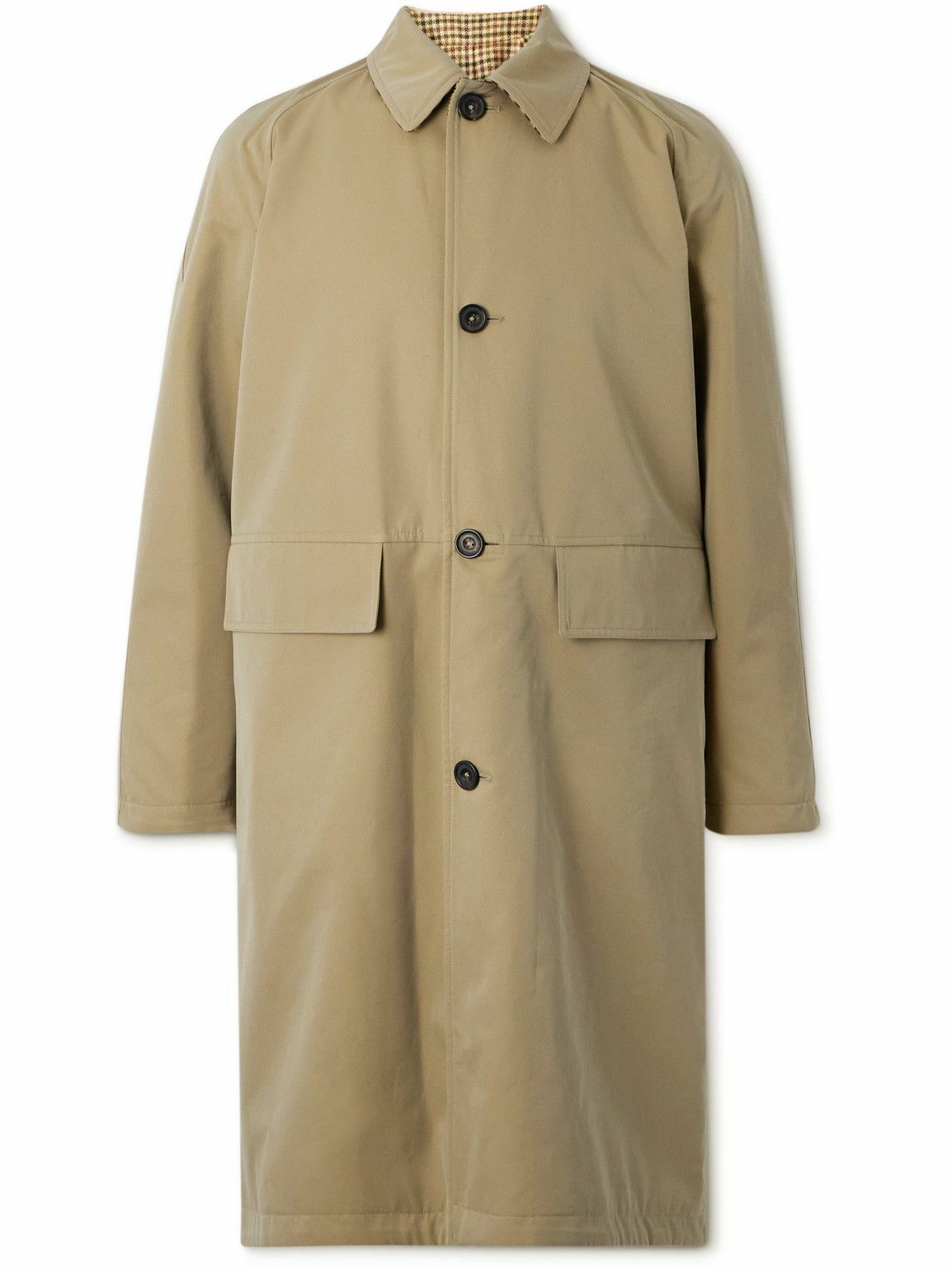 Drake's - Reversible Cotton-Twill and Houndstooth Wool Coat - Neutrals ...