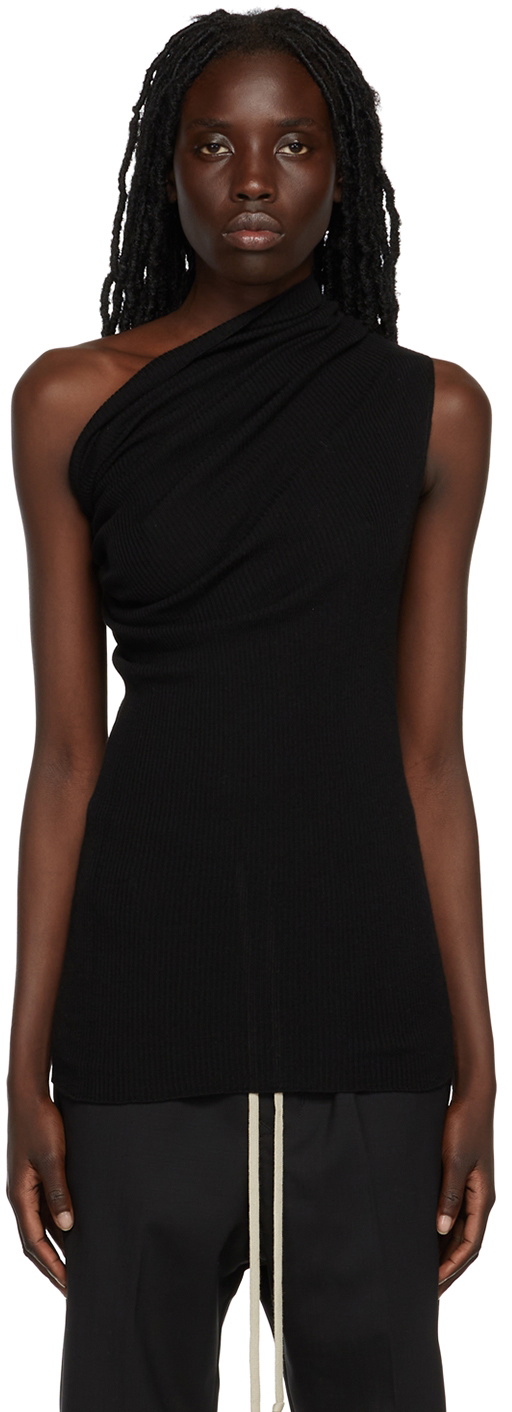 Rick Owens Black One Shoulder Top Rick Owens