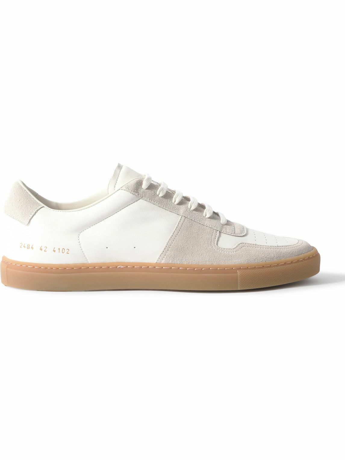 Common Projects - BBall Suede-Trimmed Leather Sneakers - Neutrals ...