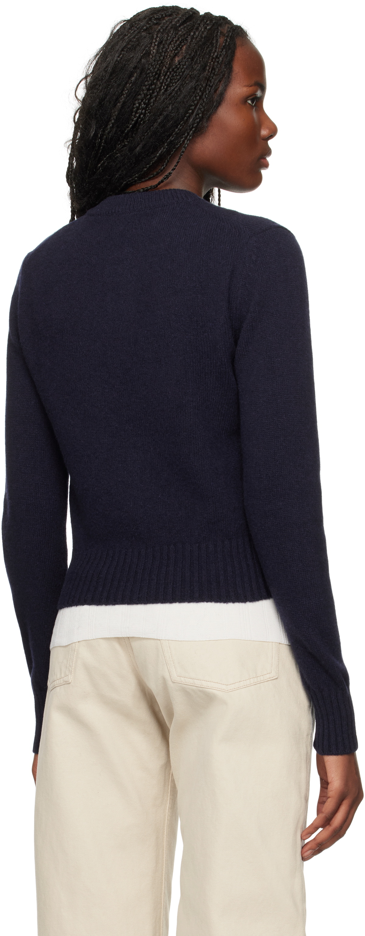 AMI Paris Navy Cashmere Ami de Coeur Cardigan AMI