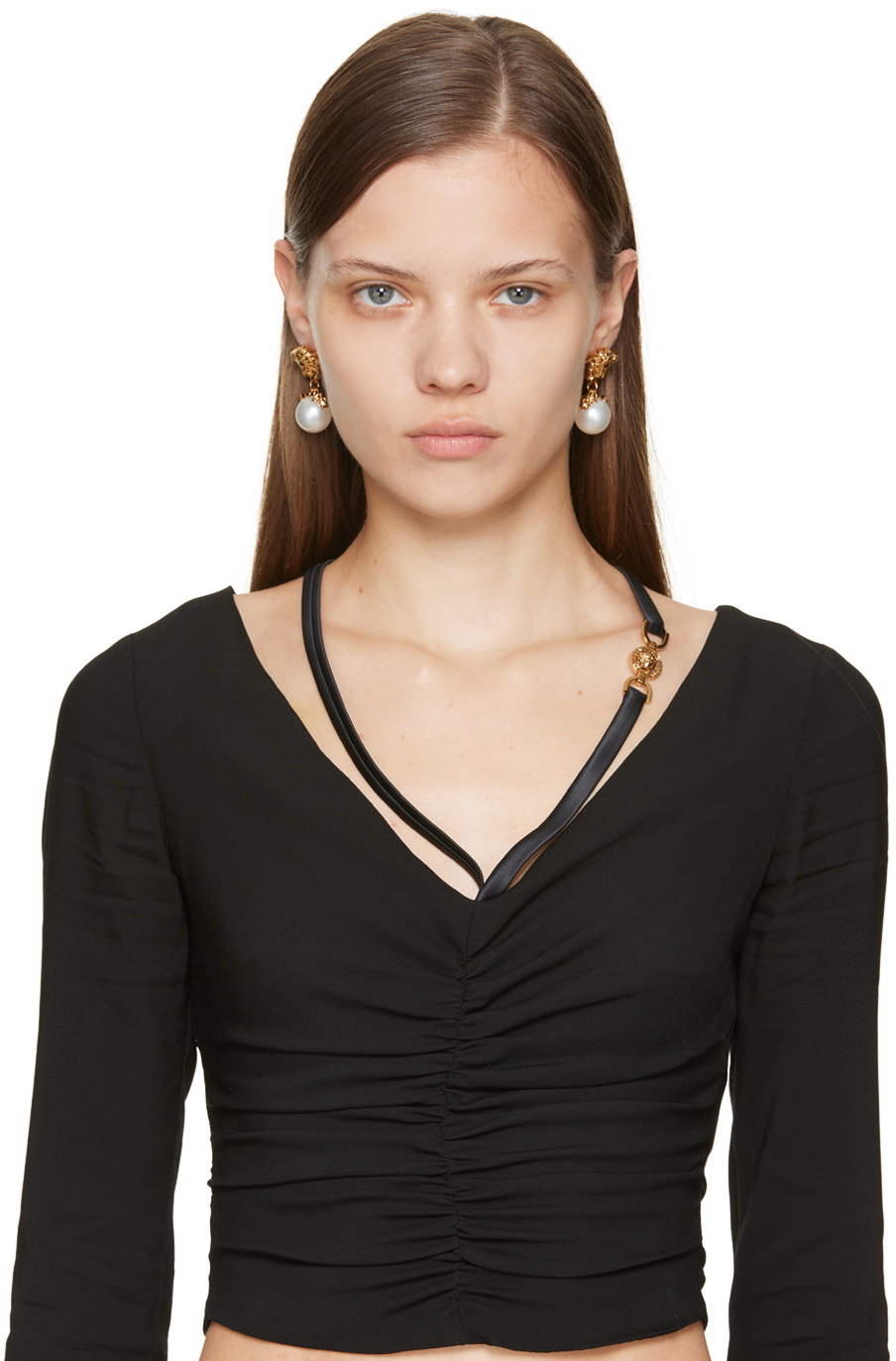 Versace Gold Pearl Medusa Earrings Versace