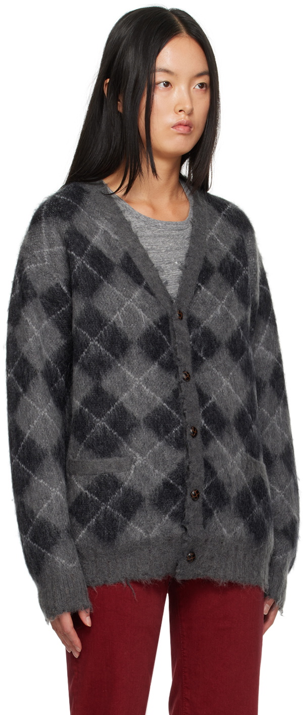 R13 Gray Distressed Cardigan R13