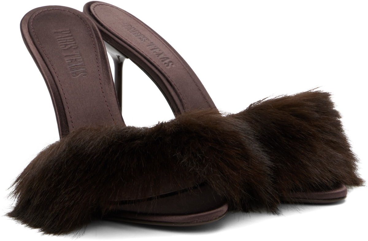 Paris Texas Brown Furry Lidia Mules Paris Texas