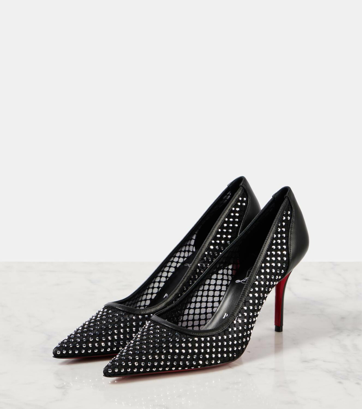 Christian Louboutin Apostropha 80 embellished mesh pumps Christian ...