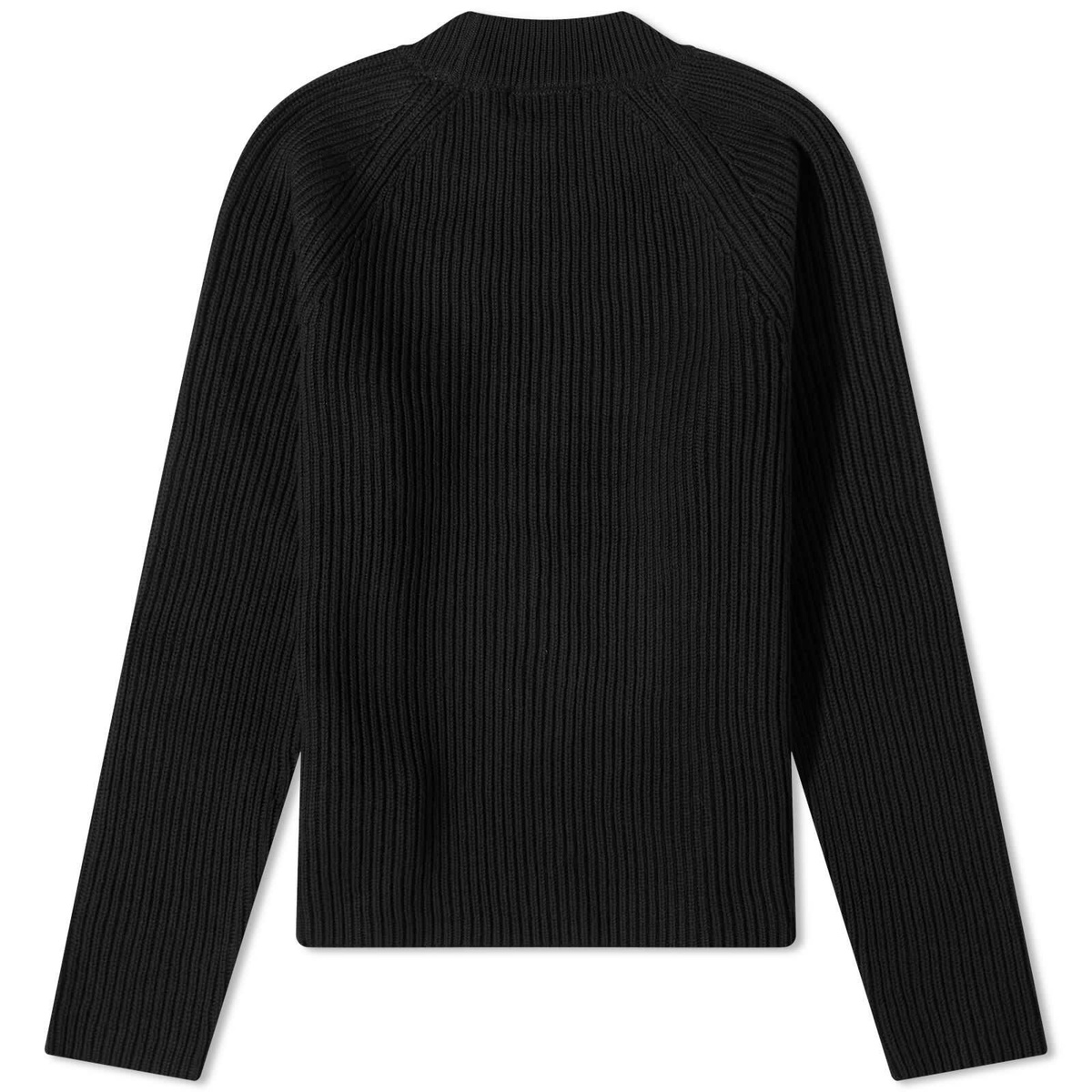 AMI Paris Men's Logo Label Ribbed Crew Knit in Night Blue AMI