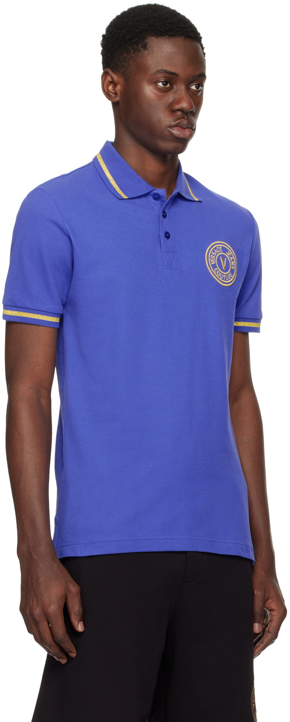 Versace Jeans Couture Blue V-Emblem Polo Versace
