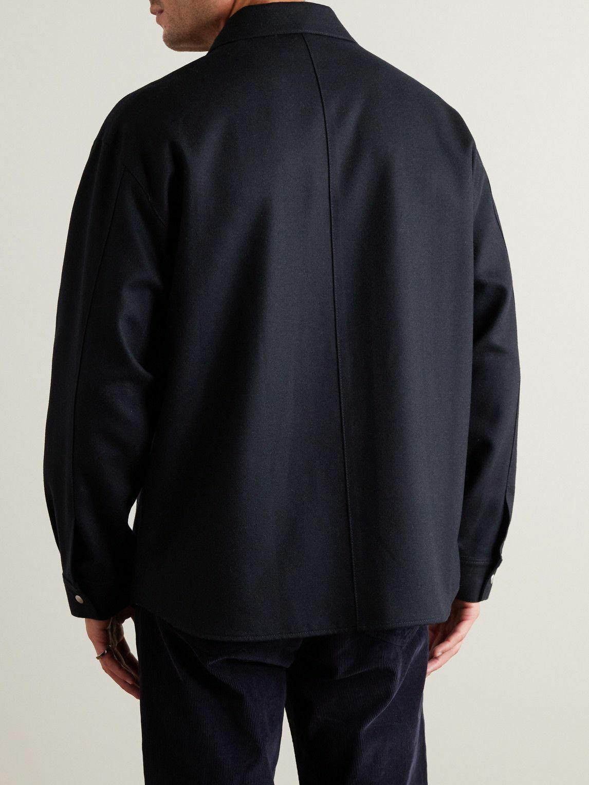 FRAME - Wool-Blend Flannel Chore Jacket - Blue Frame Denim