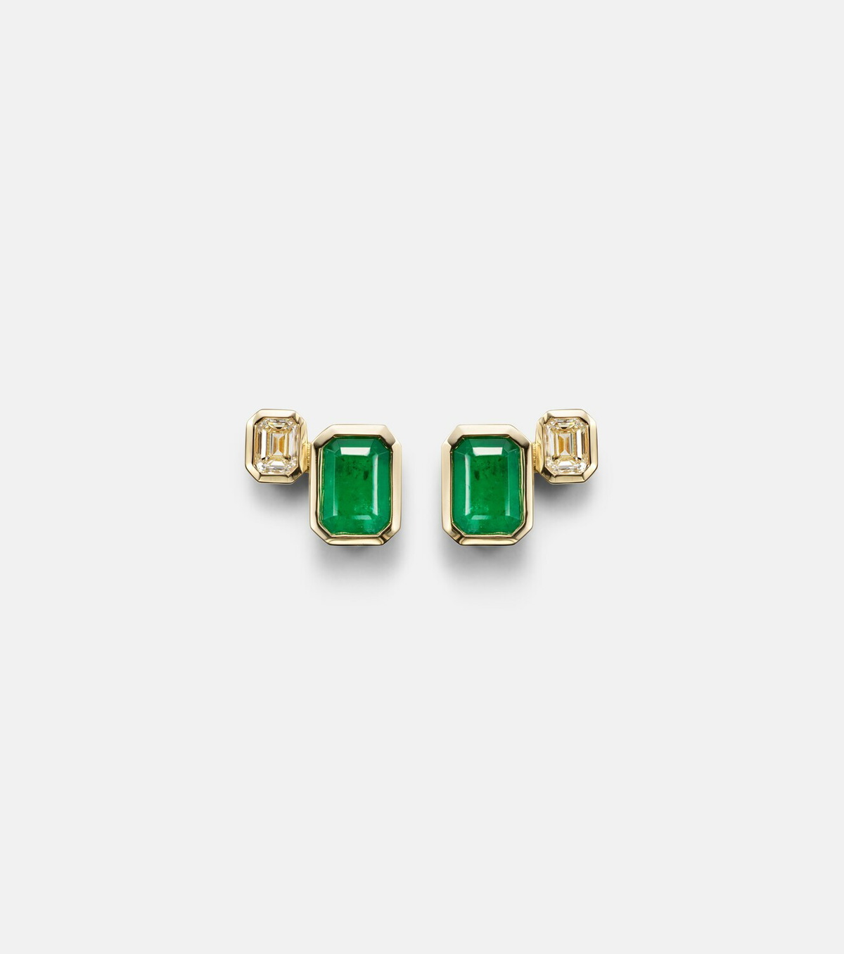 Shay Jewelry Two Step 18kt gold earrings with emeralds and diamonds ...