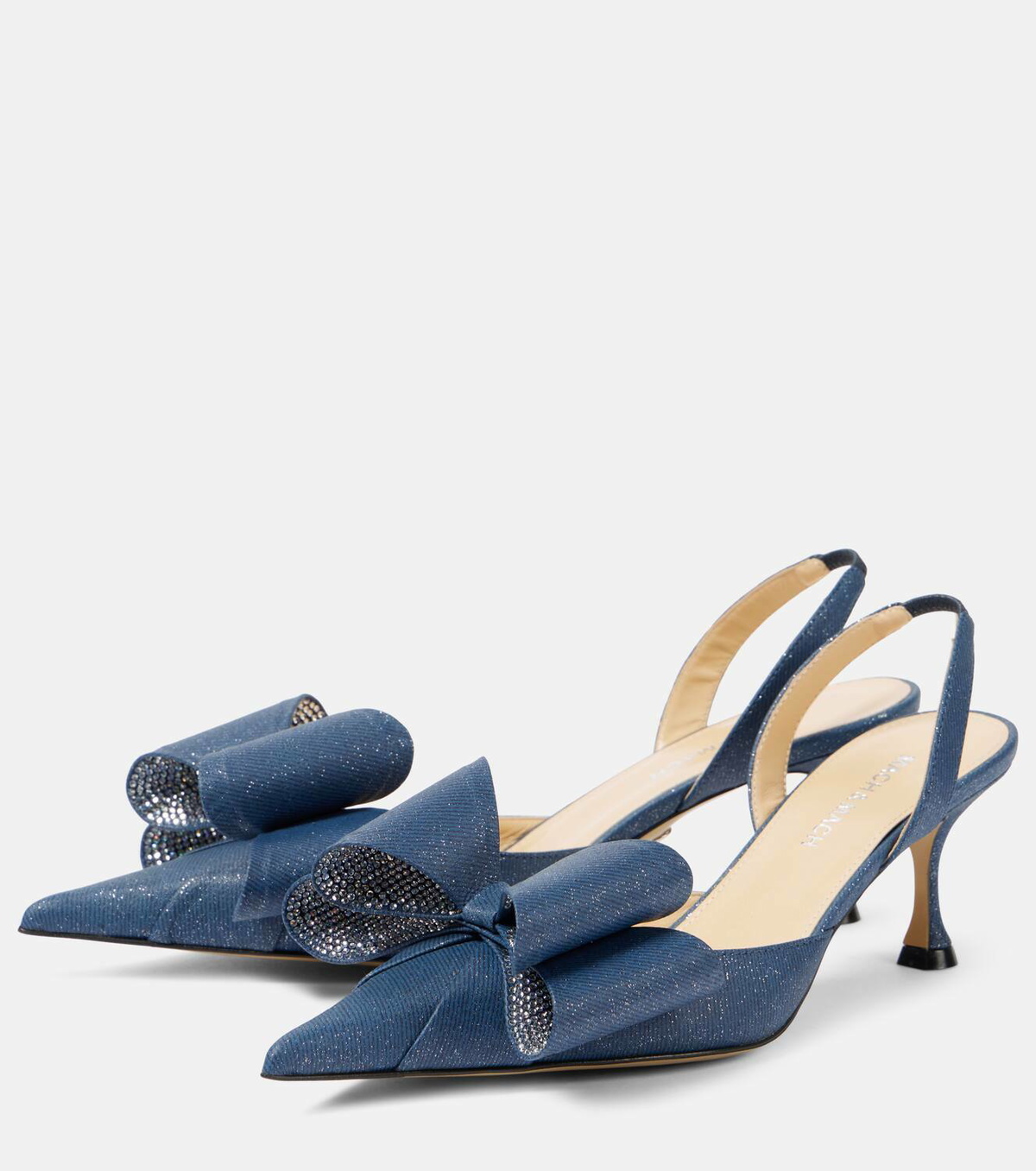 Mach & Mach Le Cadeau 65 denim slingback pumps MACH & MACH
