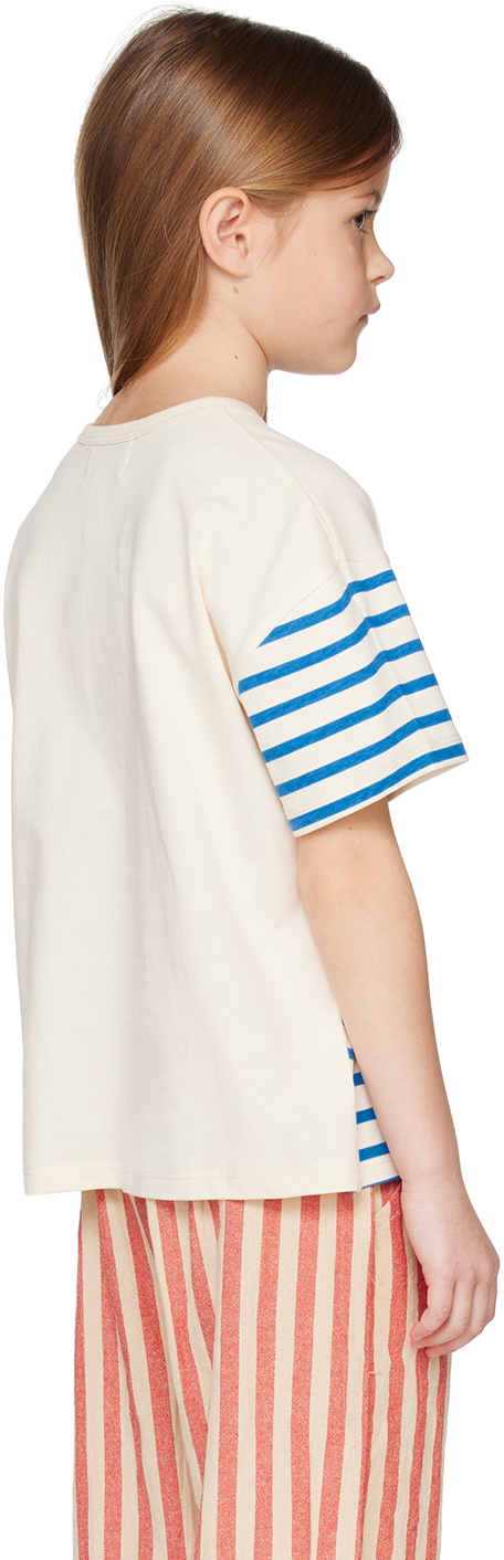 Wander & Wonder Kids Beige & Blue Striped T-Shirt