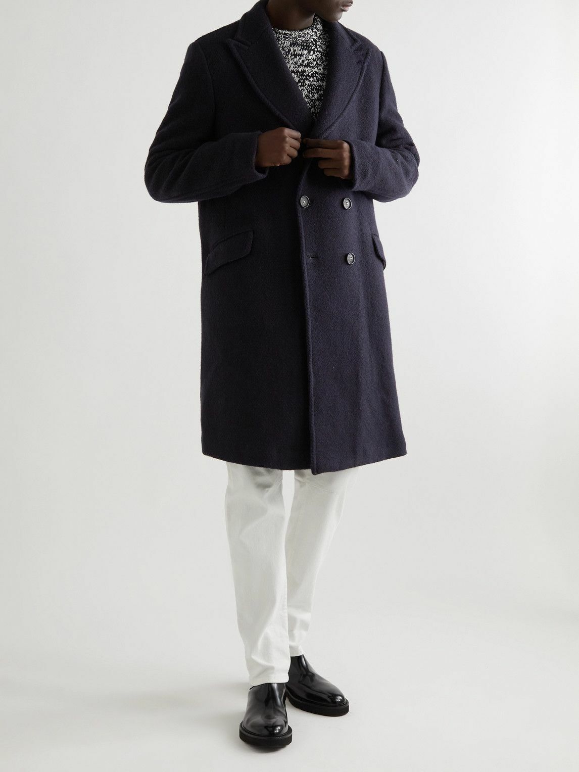 Massimo Alba - Wool-Herringbone Coat - Blue Massimo Alba