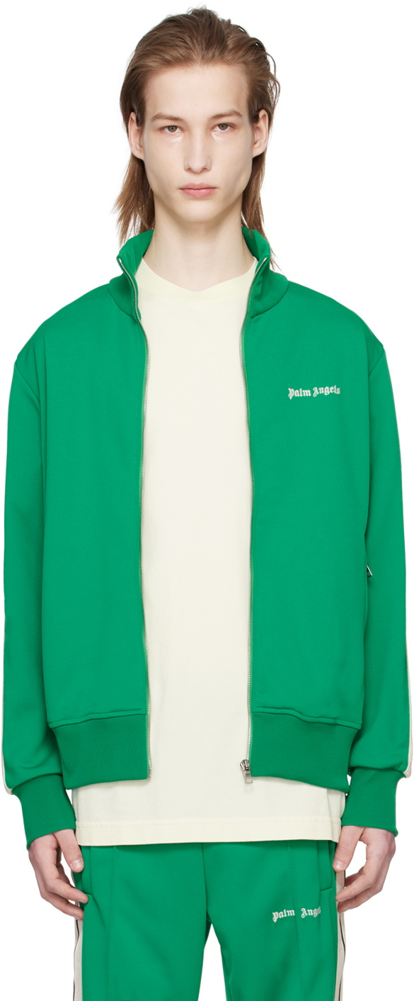 Palm Angels Green Striped Track Jacket Palm Angels