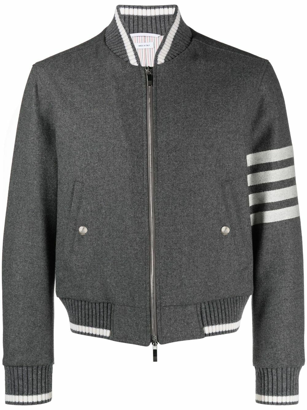 Thom Browne Grey 4-Bar Stripe Bomber Jacket Thom Browne