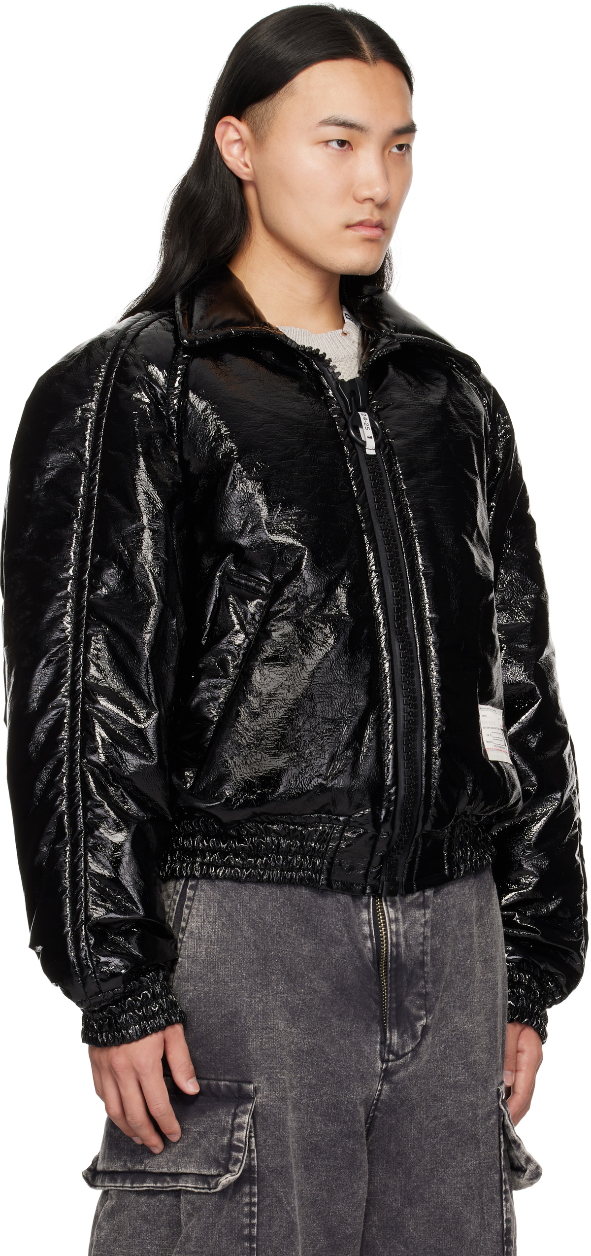 Maison MIHARA YASUHIRO Black Fake Enamel Puffer Jacket Maison MIHARA ...