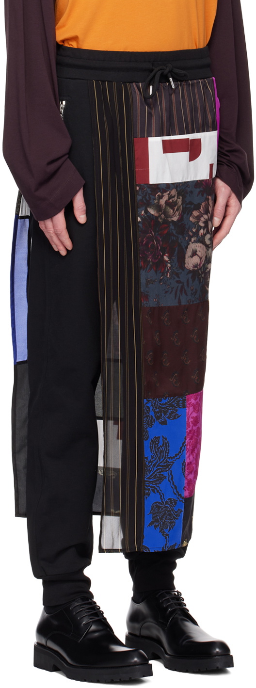 Dries Van Noten Black Patchwork Overlay Lounge Pants Dries Van Noten