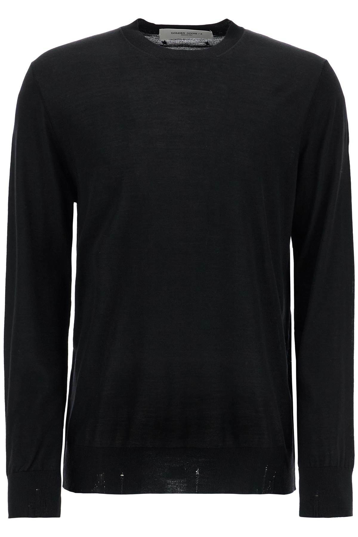 GOLDEN GOOSE men's black merino wool crew neck sweater Black Golden ...
