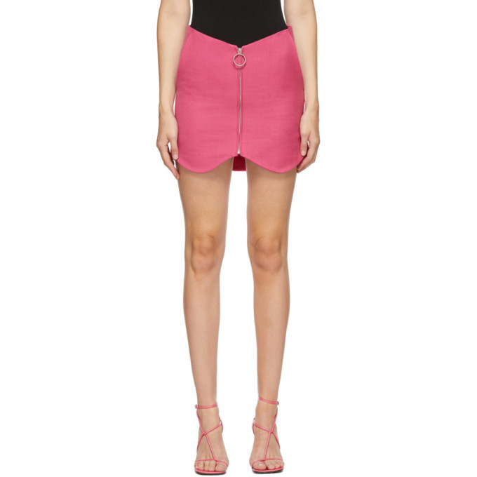 Pushbutton SSENSE Exclusive Pink Wool Zippered Miniskirt Pushbutton