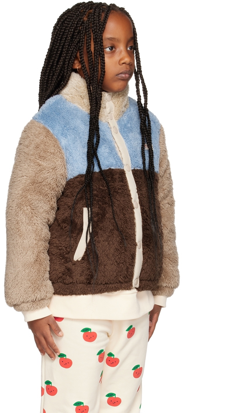 TINYCOTTONS Kids Brown & Gray Color Block Jacket TINYCOTTONS