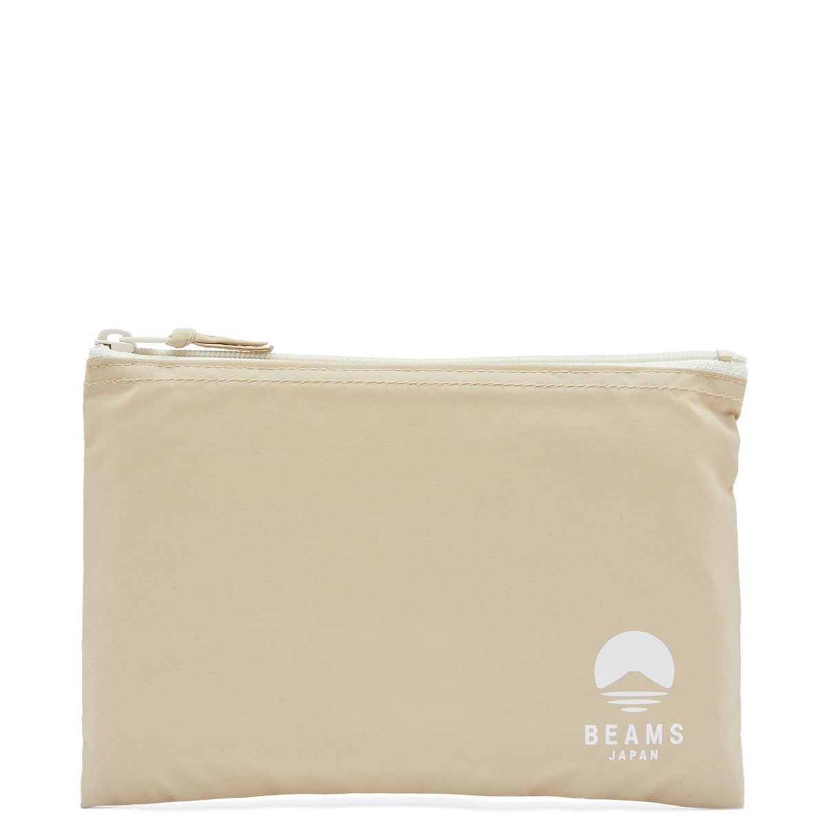 BEAMS JAPAN Logo A5 Flat Pouch in Beige BEAMS JAPAN