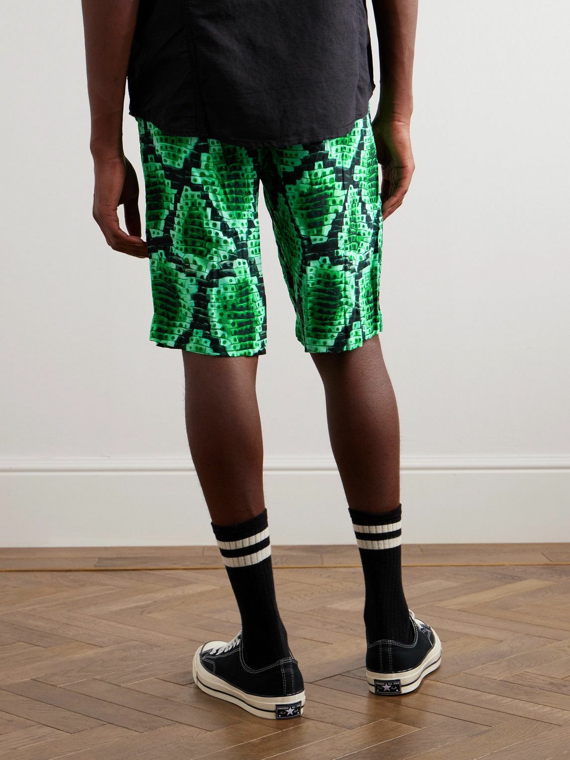 Endless Joy - Straight-Leg Snake-Print ECOVERO™ Shorts - Green Endless Joy