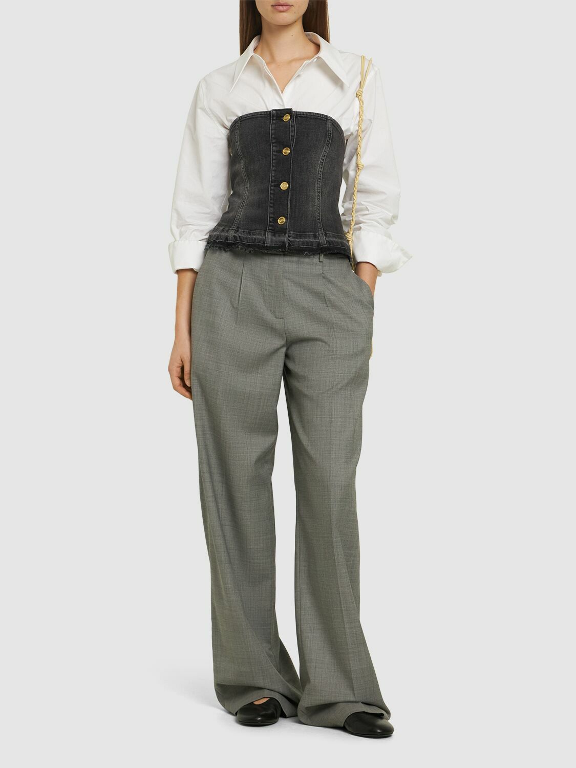 GANNI Stretch Denim Corset Top GANNI