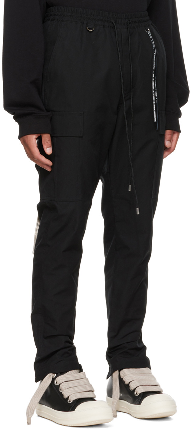mastermind WORLD Black Embroidered Cargo Pants MASTERMIND WORLD