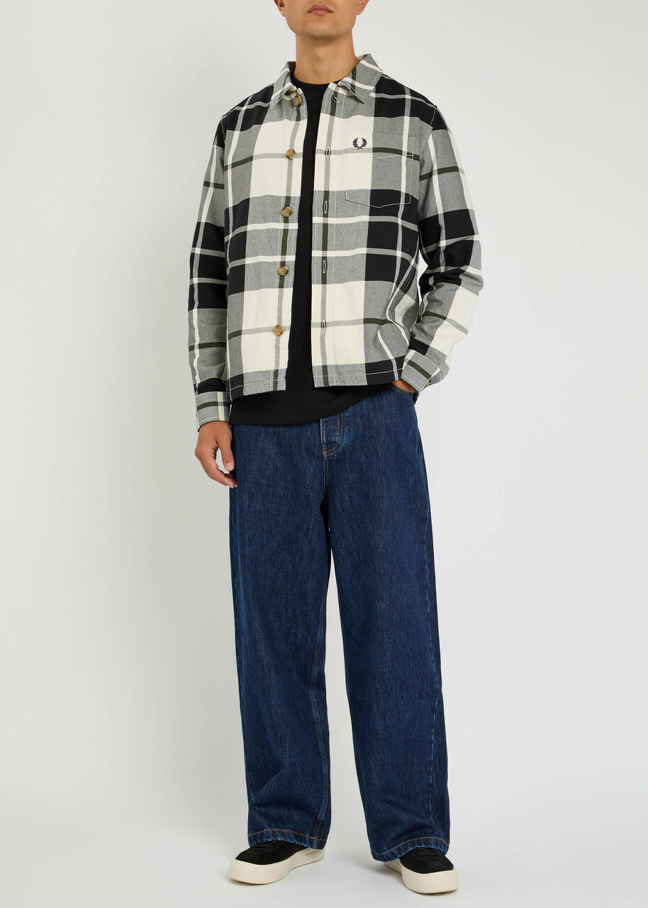 Fred Perry Checked Twill Overshirt Black Fred Perry