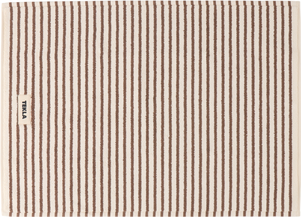 Tekla Off-White & Brown Terry Bath Mat Tekla Fabrics