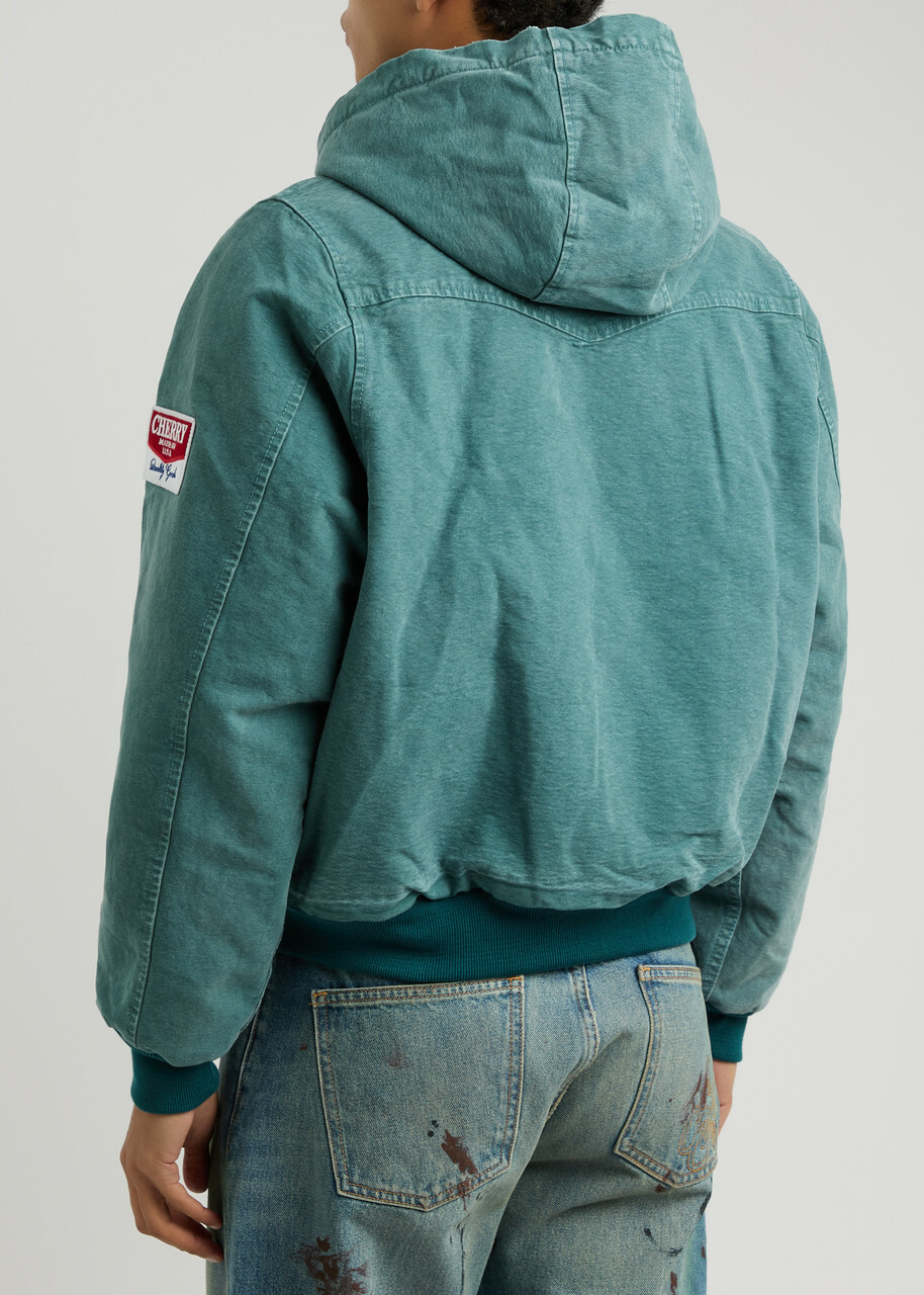 Cherry Los Angeles Hooded Cotton-canvas Bomber Jacket Green CHERRY LA