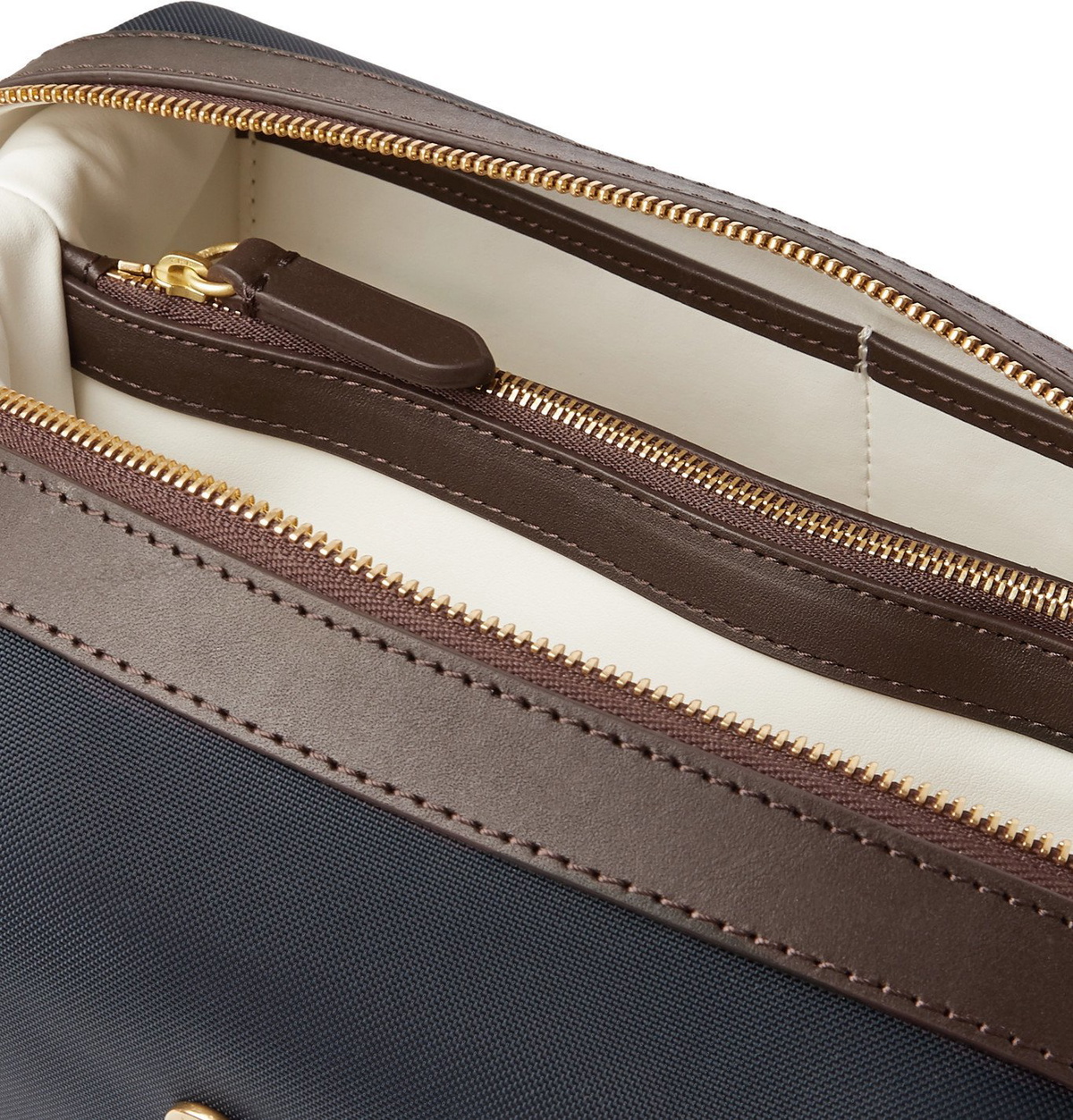 Mismo - Leather-Trimmed Cotton-Canvas Wash Bag - Blue Mismo